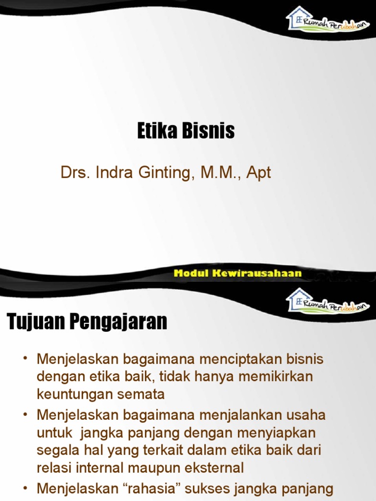 Etika dalam Kewirausahaan Berkelanjutan | PDF | Karier & Perkembangan | Bisnis