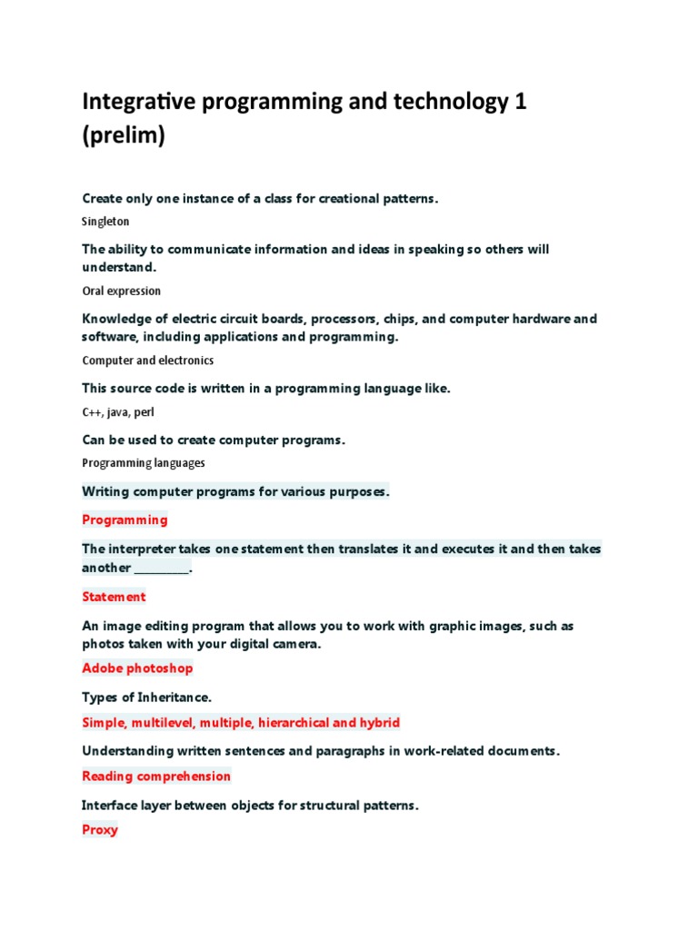 Integrative Programming and Technology 1 | PDF | Programming | Computer ... Integrative Programming and Technology 1 | PDF | Programming | Computer ...