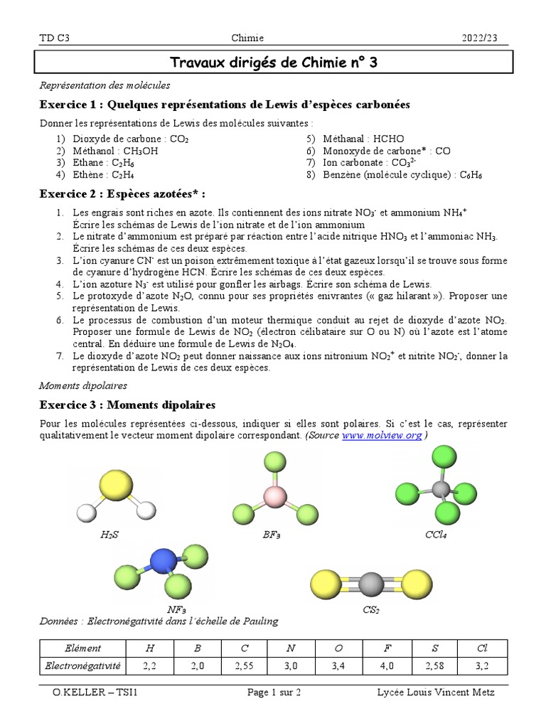 Représentations de Lewis en chimie | PDF | Liaison chimique | Liaison ...