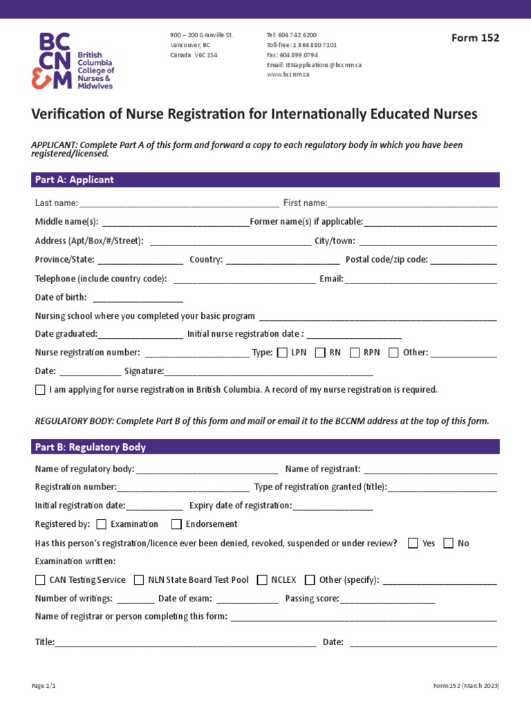 Form152 All Verification of Registration For IEN | PDF
