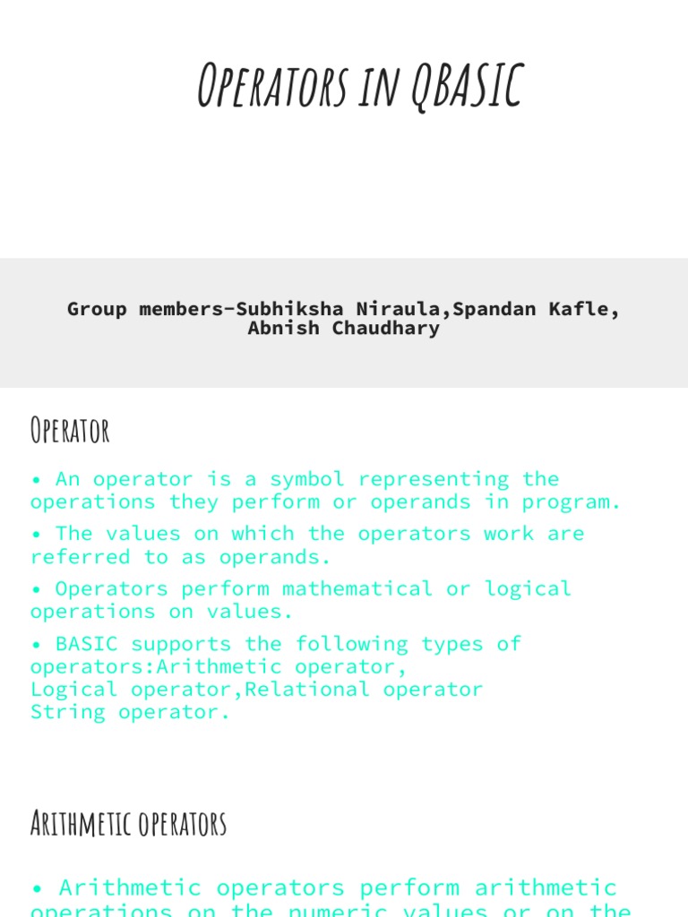 Operators in QBASIC.1 | PDF