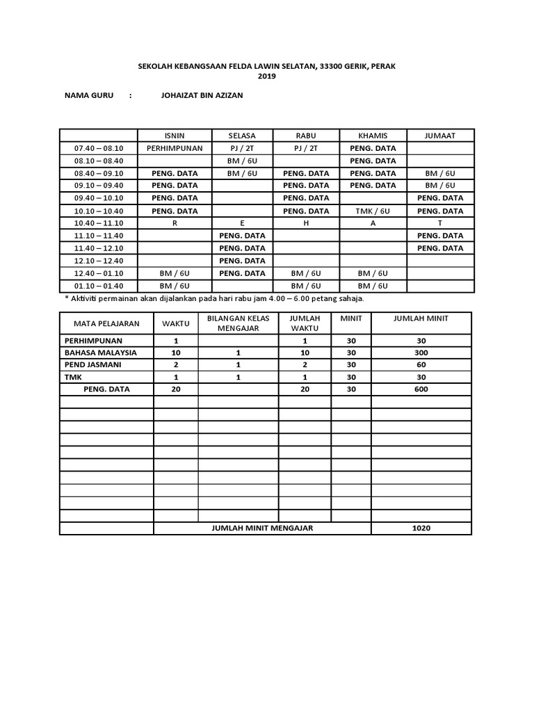 Jadual Waktu GDM | PDF