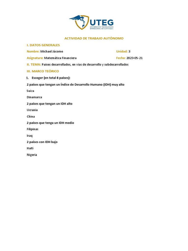 Michael Jácome-Actualidad Económica-Taller 3 | PDF