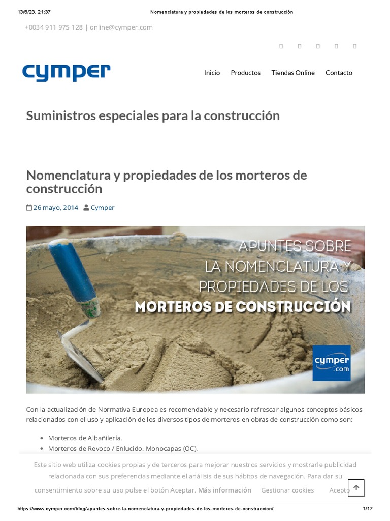 Nomenclatura y tipos de morteros | PDF