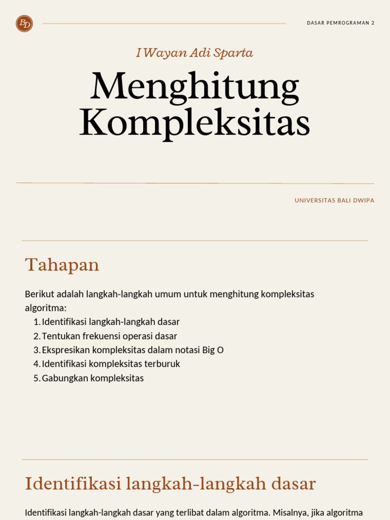 Menghitung Kompleksitas Algoritma | PDF