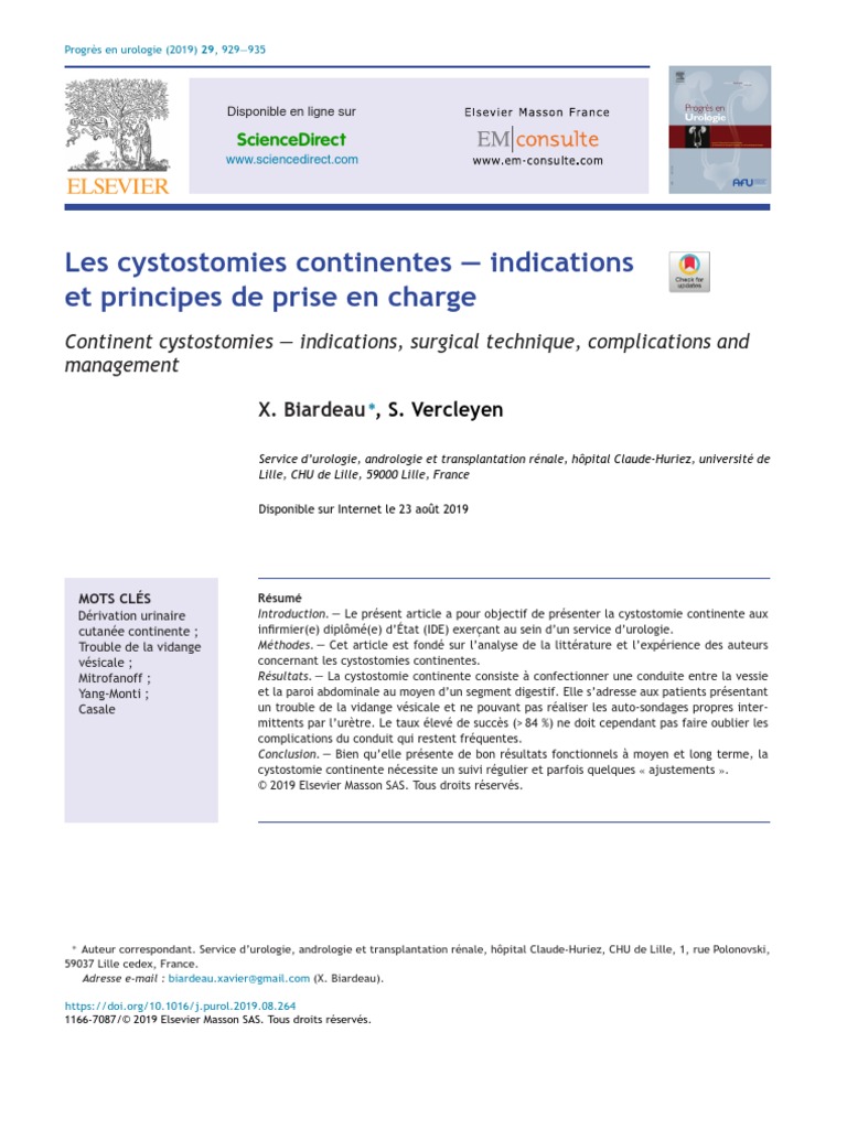 Cystostomie Continentale : Indications et Gestion | PDF | Infection ...