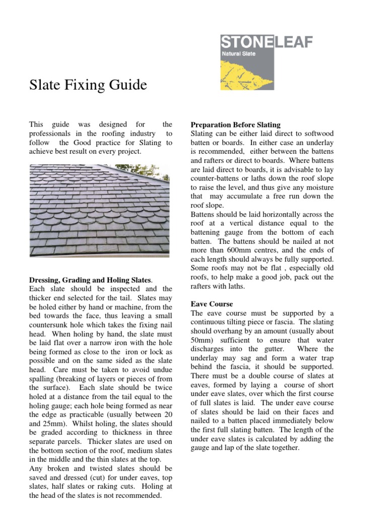 Slate Fixing Guide | PDF | Slate | Roof