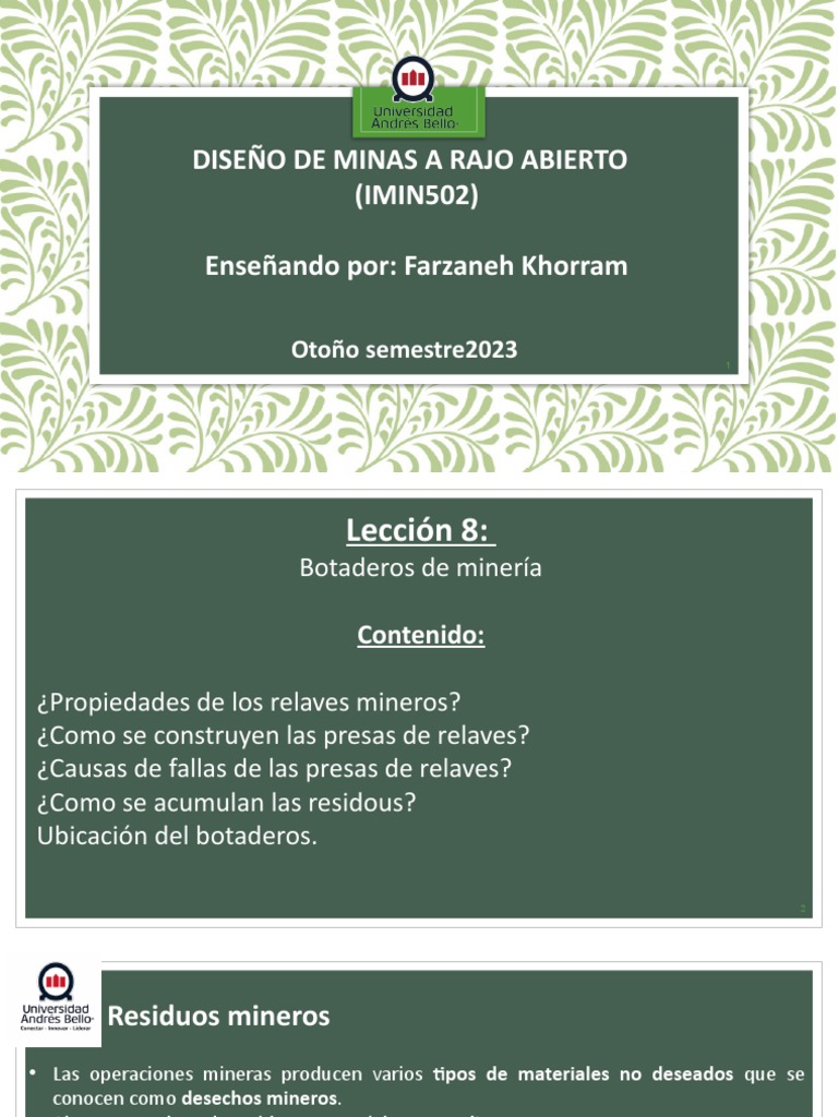 Diseño de Botaderos Mineros | PDF | Minería | Vertedero