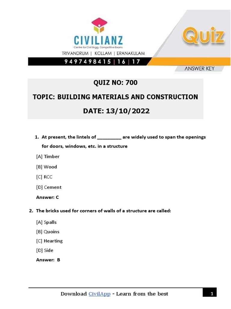 Quiz 700 Answer Key | PDF | Home & Garden | Computers