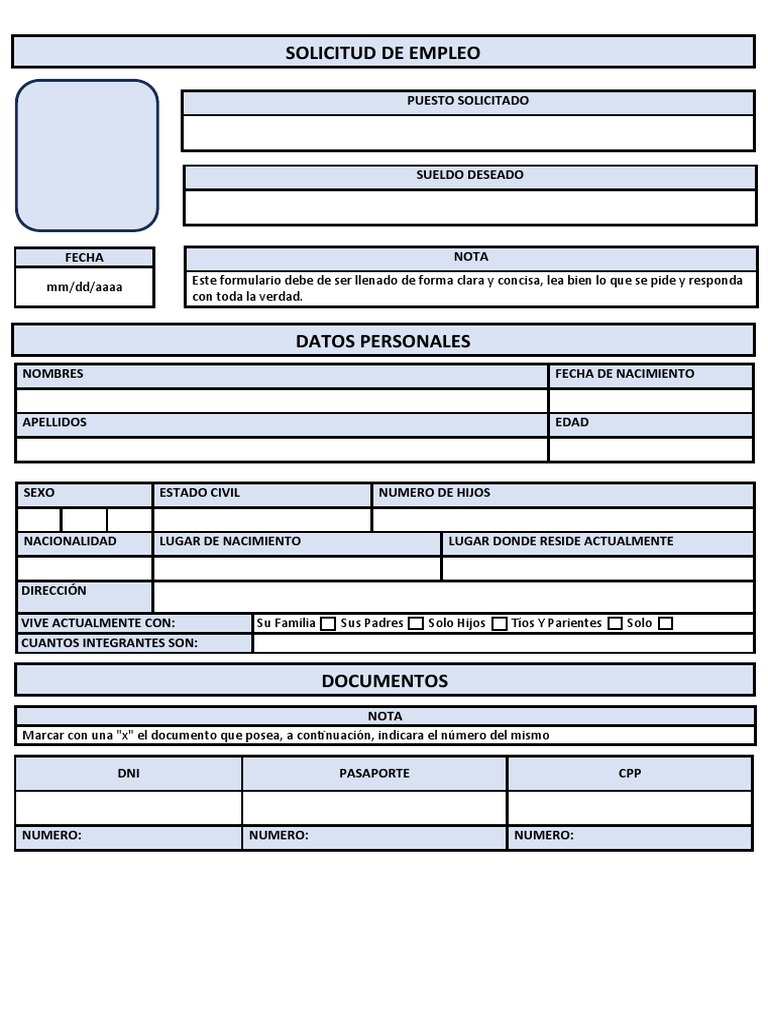 Solicitud de empleo | PDF