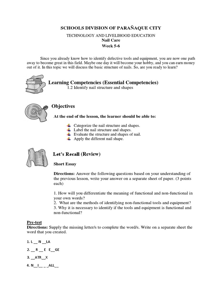 TLE 7 and 8 Nail Care Week5&6 | PDF | Nail (Anatomy) | Foot
