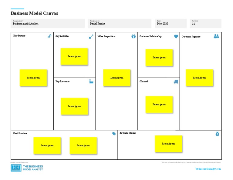 Business Model Canvas Word Template v3 Hwiqaj | PDF