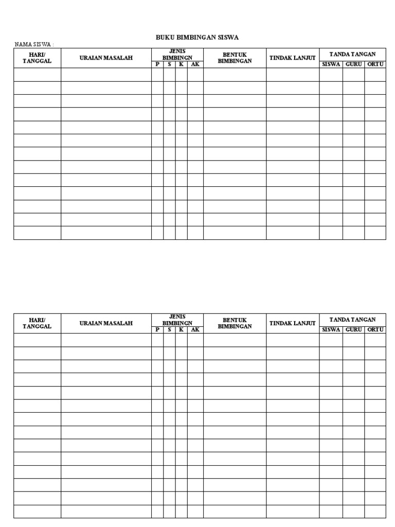 Contoh Buku Bimbingan Siswa | PDF | Seni & Disiplin Bahasa | Kajian ...