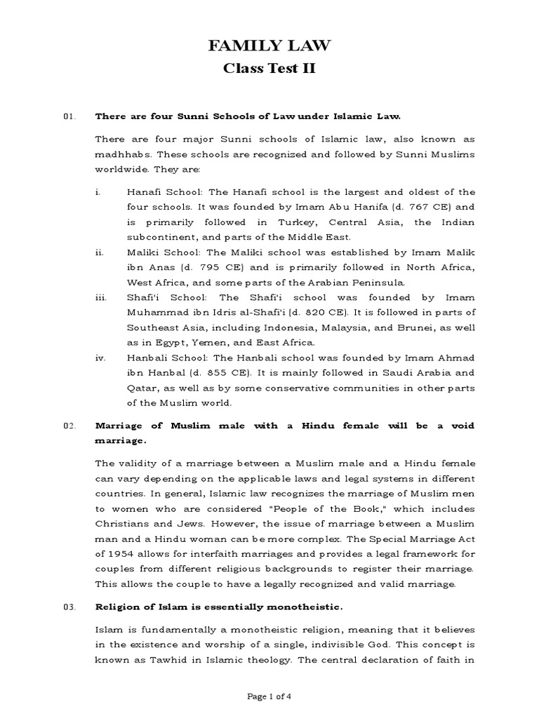 FAMILY LAW II - MCQ - Final | PDF
