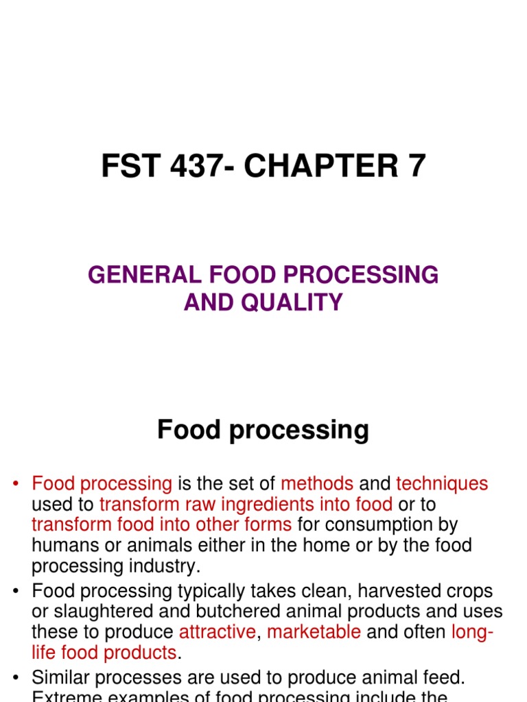 FST437 - Chapter 7 - FD Processing and Quality | PDF | Milk | Food Preservation