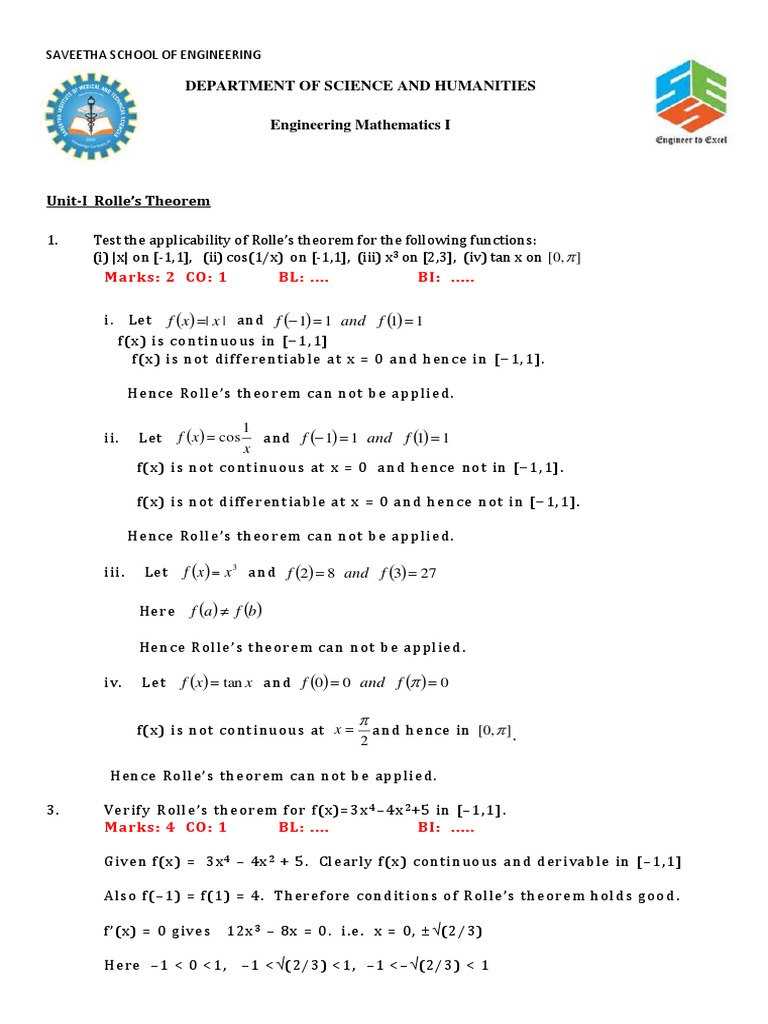 EM I Unit 1 | PDF | Maxima And Minima | Mathematical Physics