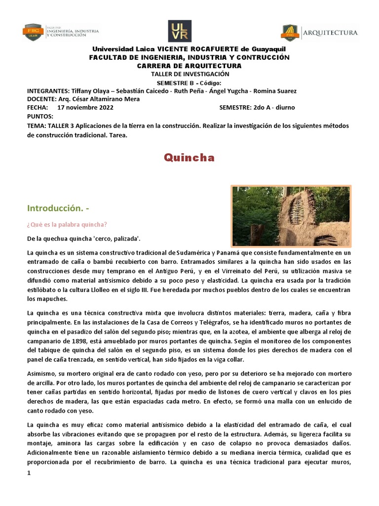 Sistema Constructivo de Quincha | PDF