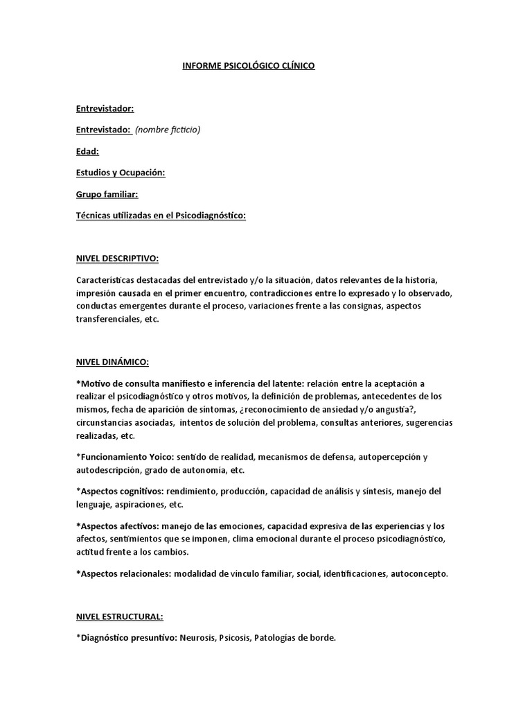MODELO_INFORME_PSICOLOGICO_CLINICO | PDF