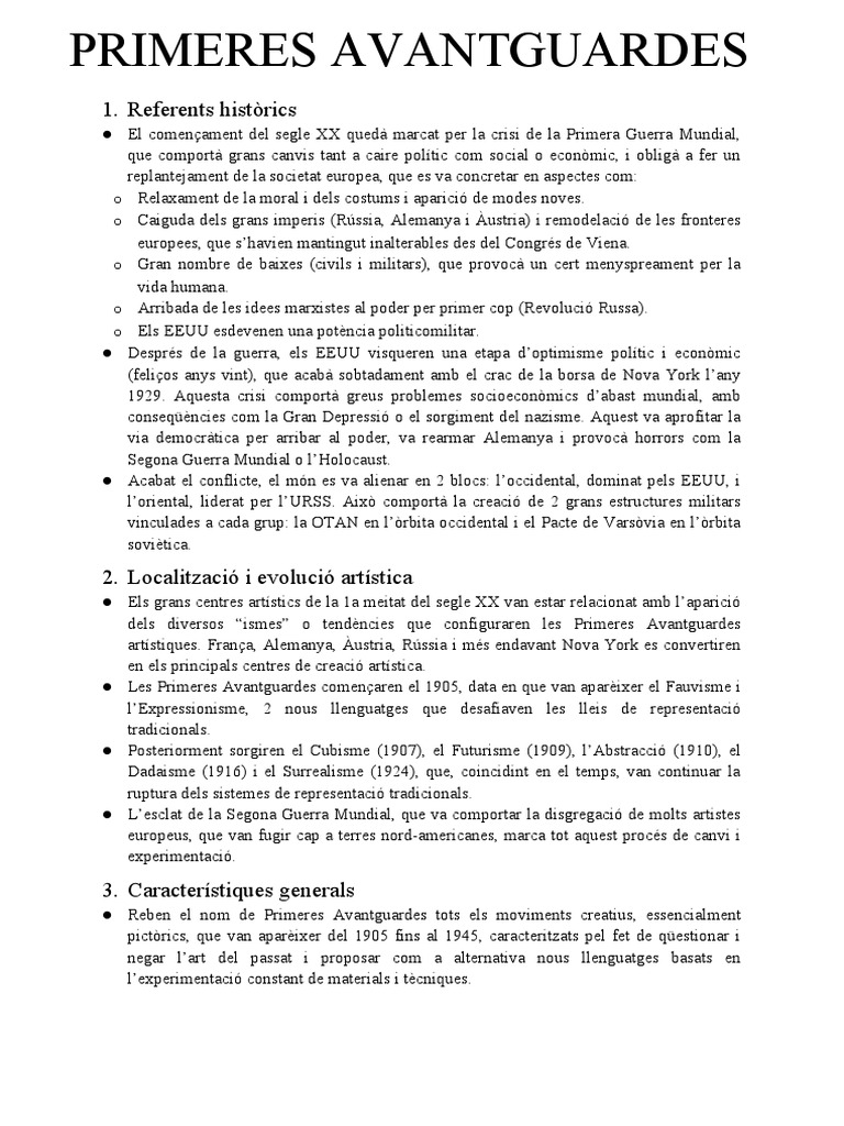 Primeres Avantguardes | PDF