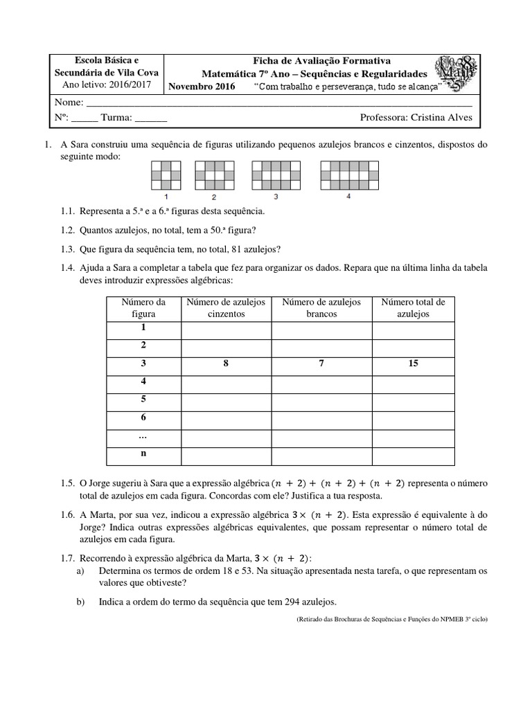 Ficha Formativa Sequencias | PDF | Sequência | Aves