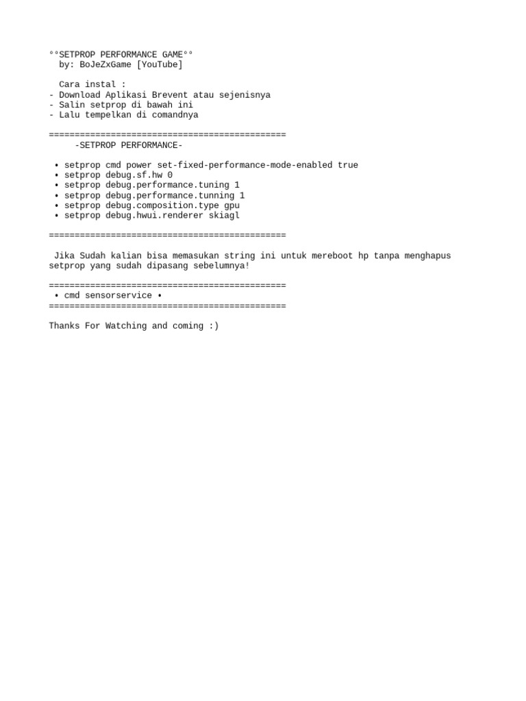 Setprop Performance Game | PDF