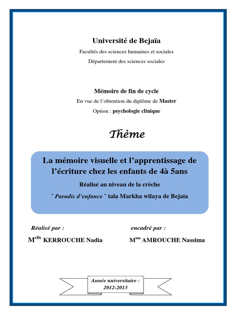 Mémoire visuelle et écriture chez l'enfant | PDF | Mémoire | Neuroscience