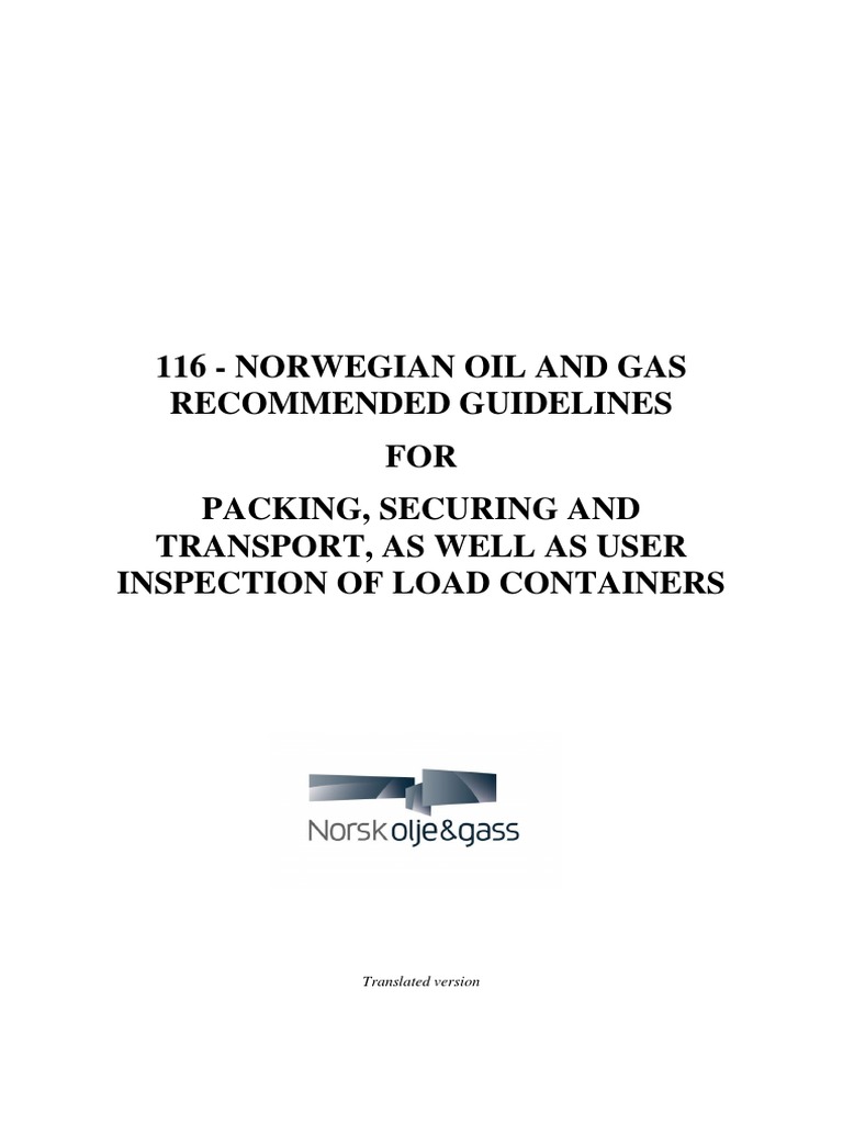 116 - Recommended Guidelines For Packing Securing and Transport As Well ...