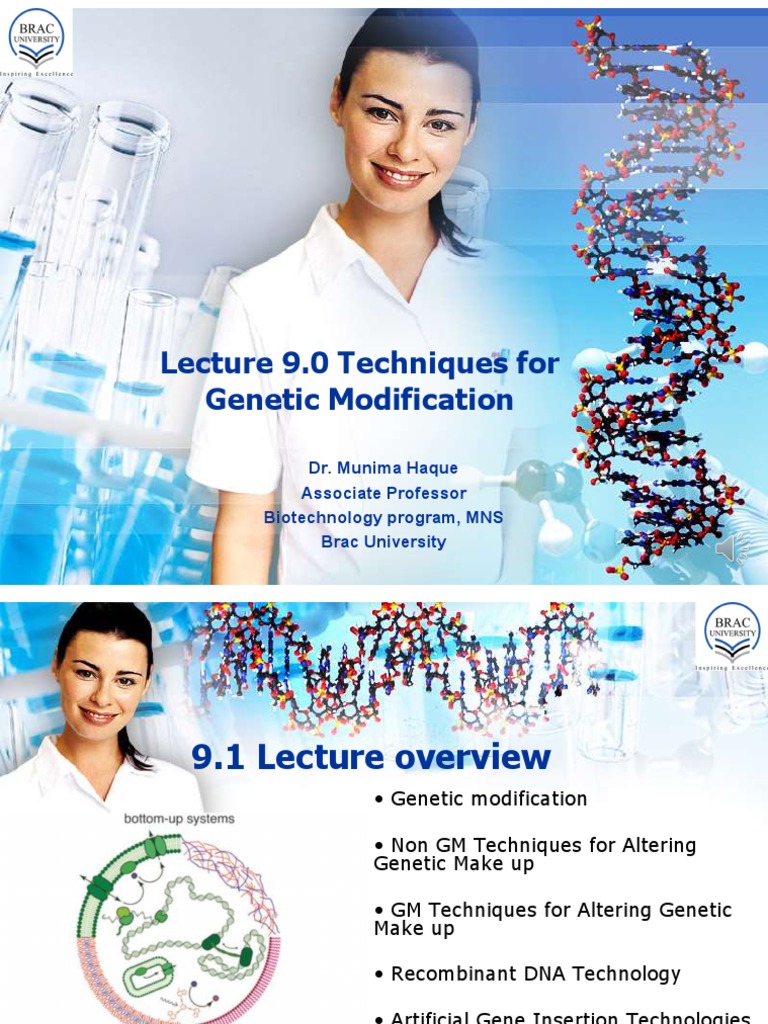 Lecture9_BTE101_GeneticModification_SpringSemester2023_MHU_BRACU_Final (1) | PDF