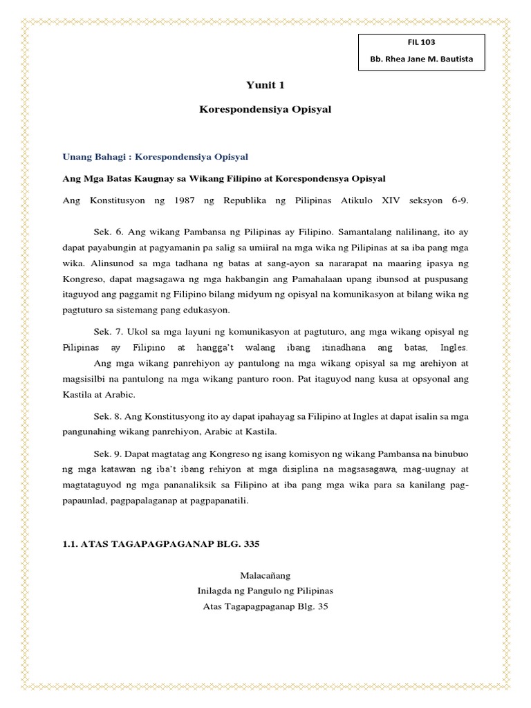 Yunit 1 - Korespondensiya Opisyal | PDF