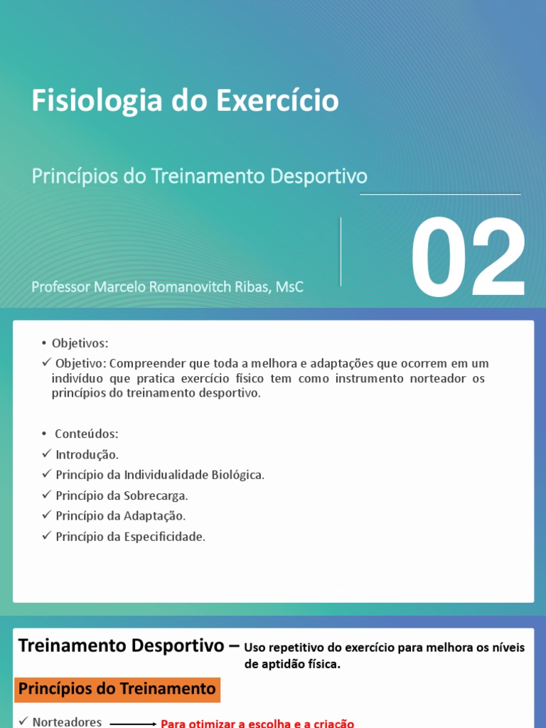 Aula 02 Fisiologia Do Exercicio - Principios Do Treinamento Desportivo | PDF | Proteínas | Genética