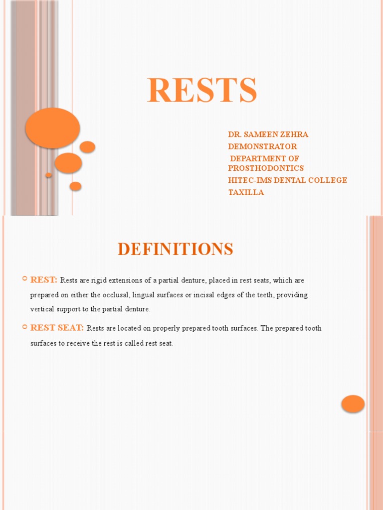 Rests | PDF | Tooth | Dentistry Branches