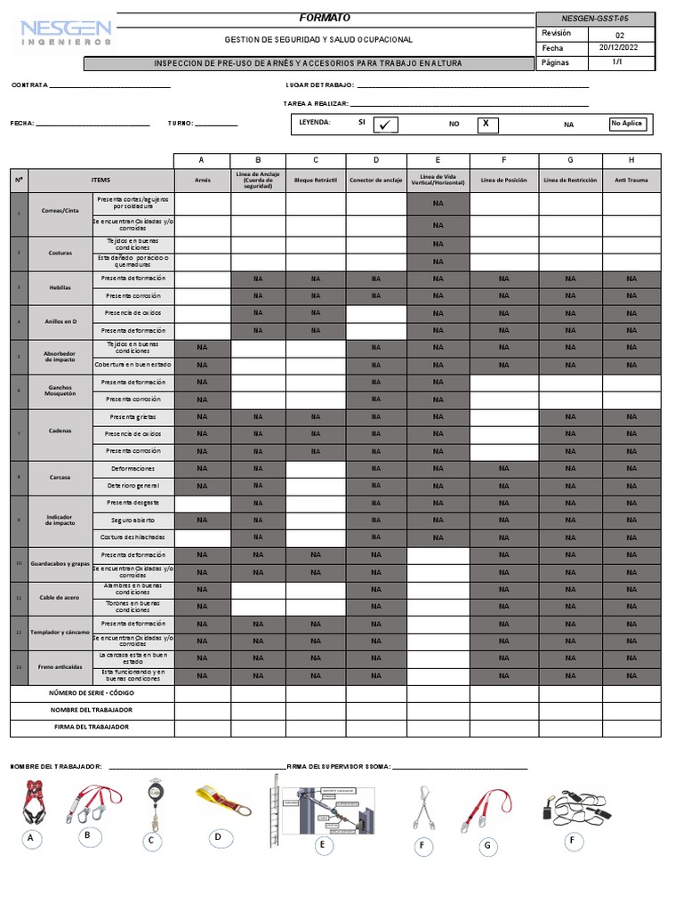 NESGEN-GSST-05 CHECK LIST DE ARNES | PDF | Ingeniería de Edificación ...