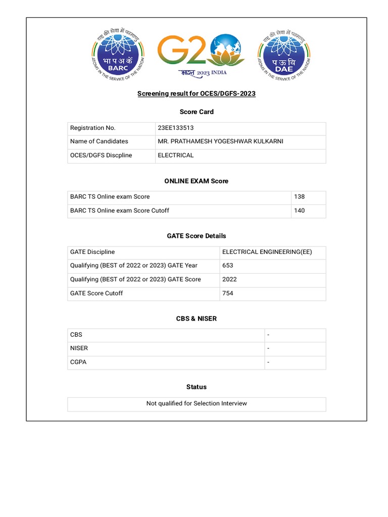 Barc Result | PDF