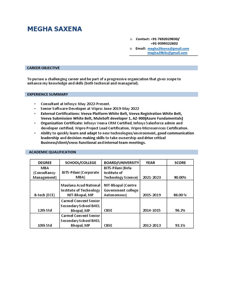 MEGHA SAXENA-Final Resume | PDF | Databases | Mobile App