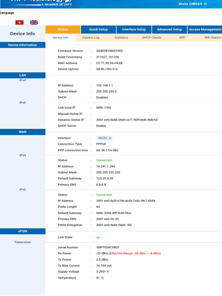 Igate GW040-H | PDF | Ip Address | Networking Standards