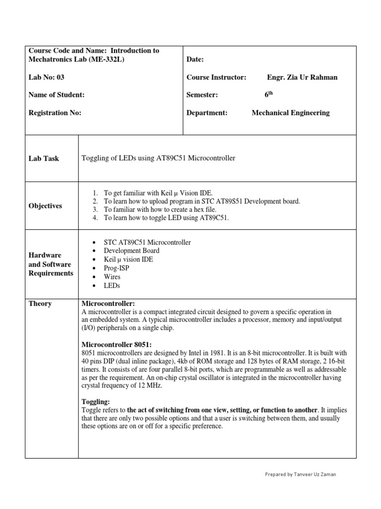 Lab Task 03 Toggling Of Leds Using At89c51 Microcontroller Pdf Microcontroller