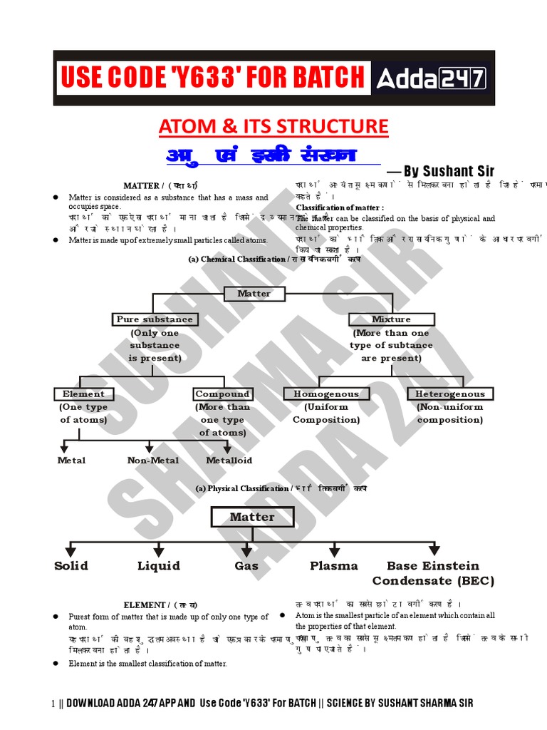 84103-1686145415732-Adda App Class Chemistry (Atom & Its Structure) | PDF