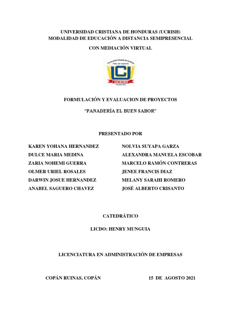 Proyecto Final-Panadería El Buen Sabor - Compressed (1) - Compressed | PDF | Panes | Costo de la ...