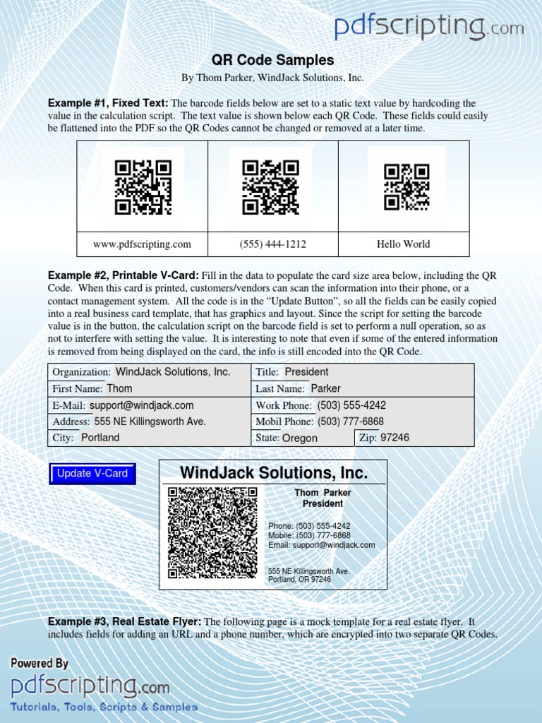 QR Code Samples: Windjack Solutions, Inc | PDF | Qr Code | Computing
