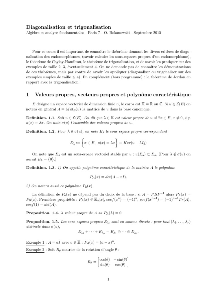 Diagonalisation et trigonalisation des matrices | PDF | Méthodes et ...