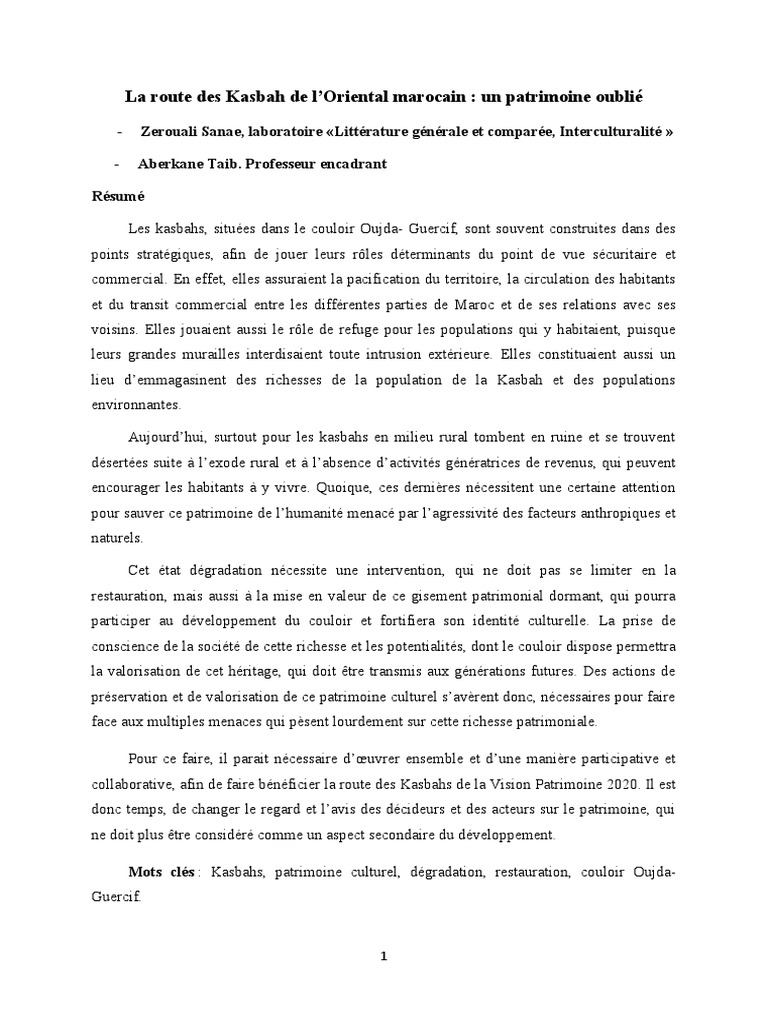 Patrimoine des Kasbahs en déclin | PDF | Maroc | Héritage culturel