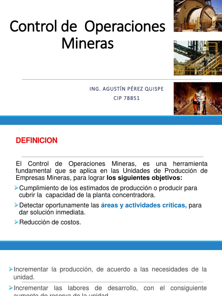 Control de Operaciones Mineras 1 | PDF | Minería | Planificación
