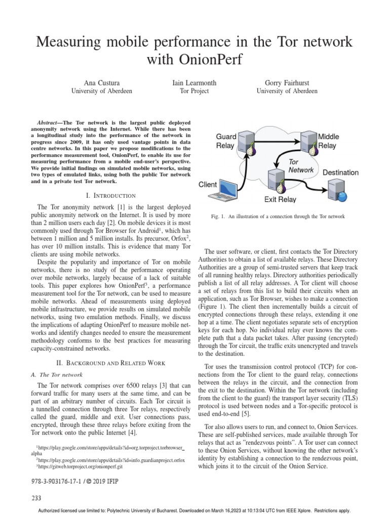 Measuring Mobile Performance in The Tor Network With OnionPerf | PDF ...