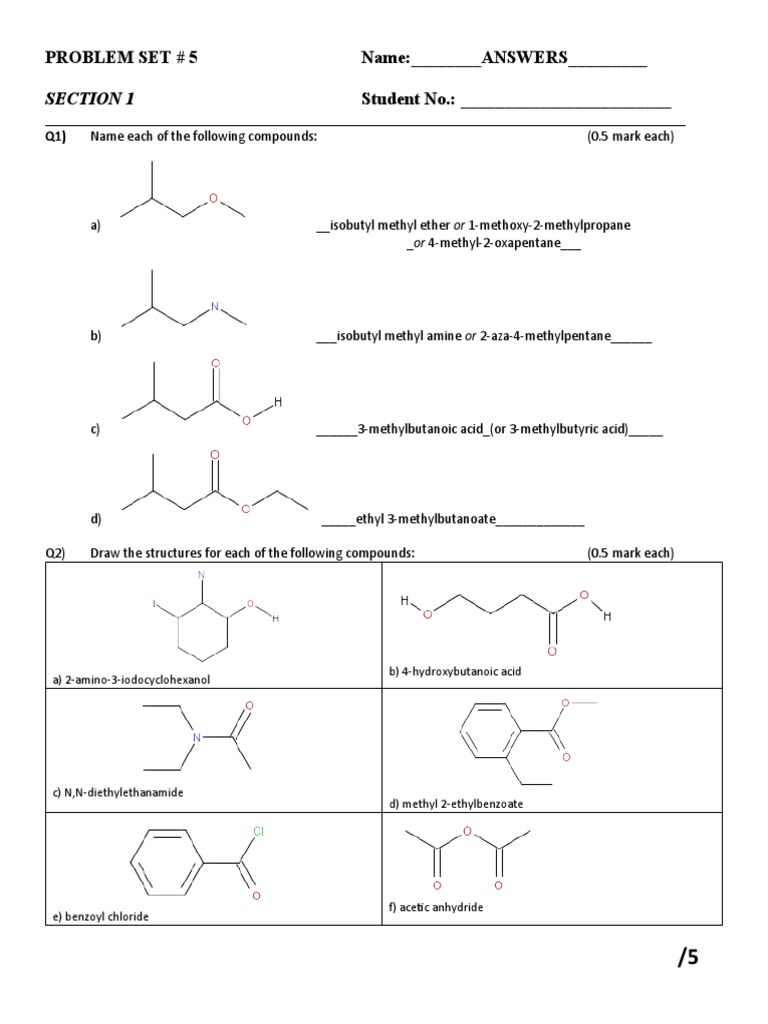 Organic Chemistry Problem Set #5 | PDF | Teaching Methods & Materials