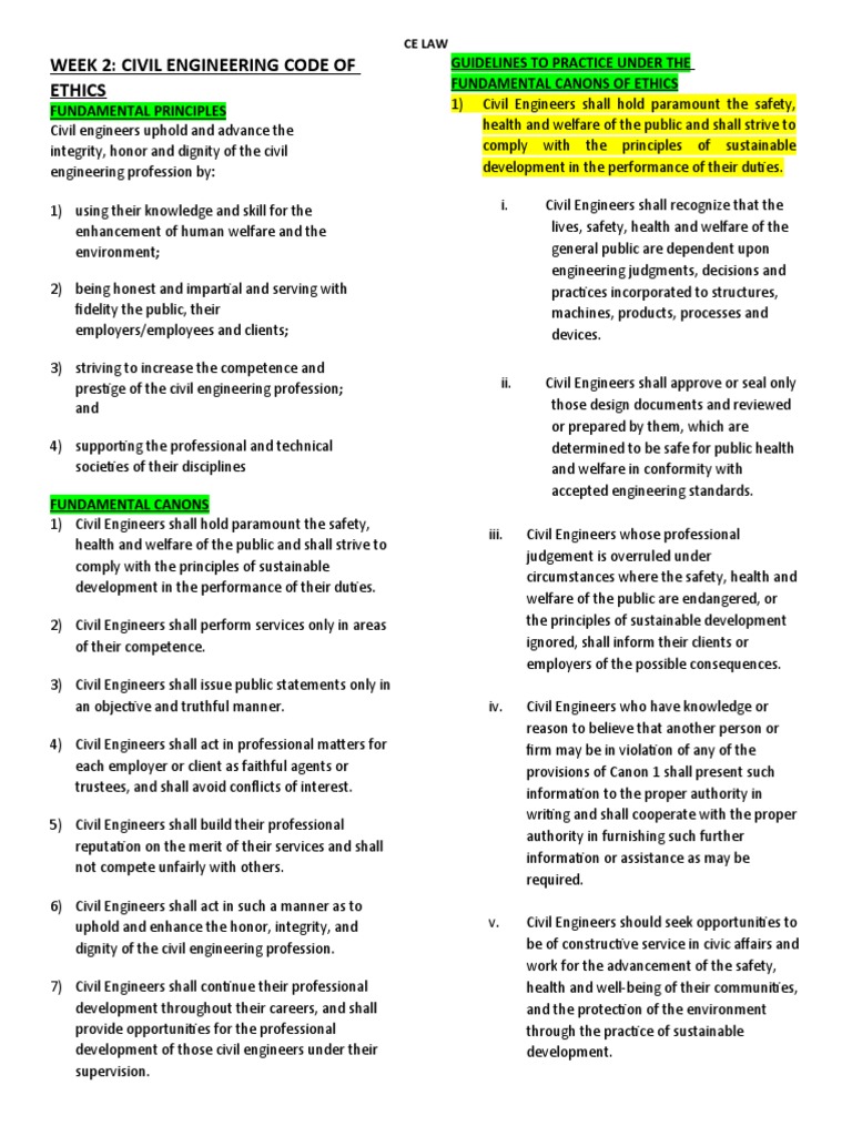 Civil Engineering Law and Ethics Reviewer | PDF | Engineer | Employment