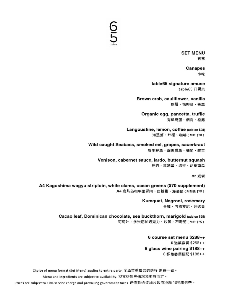 t65 Set Menu ALC | PDF