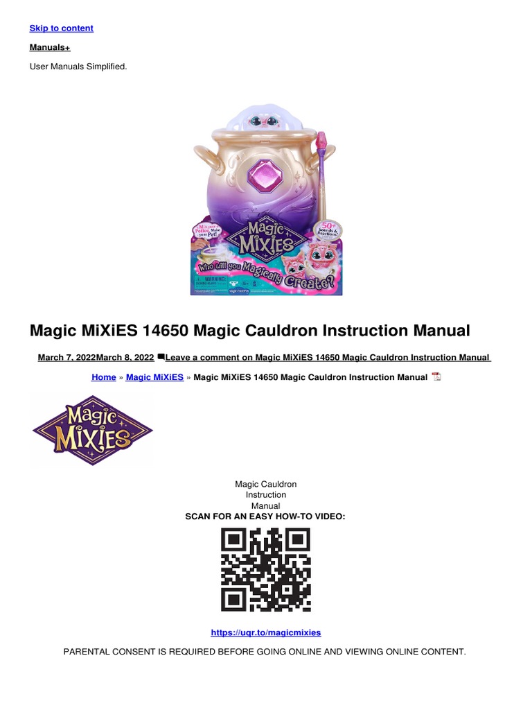 Magic Mixies Cauldron Instructions | PDF | Rechargeable Battery ...