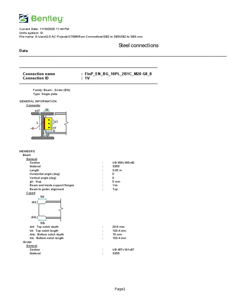 RAM Connection Standalone CE Report | PDF | Beam (Structure ...