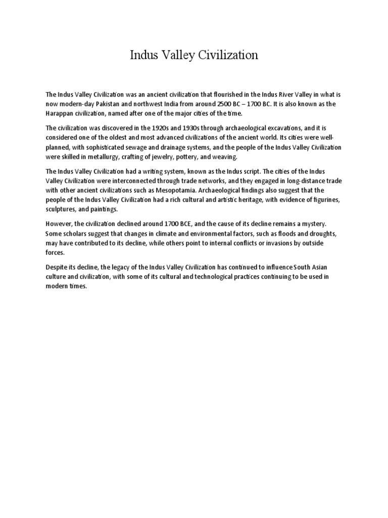 Indus Valley Civilization | PDF