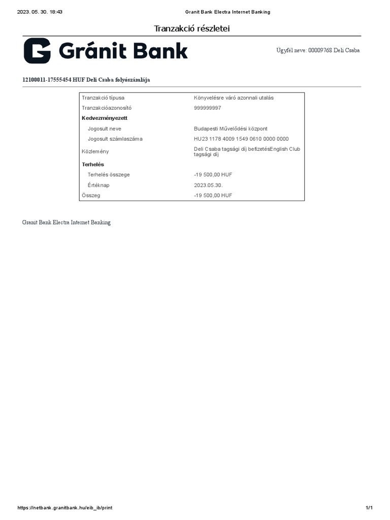 Granit Bank Electra Internet Banking | PDF